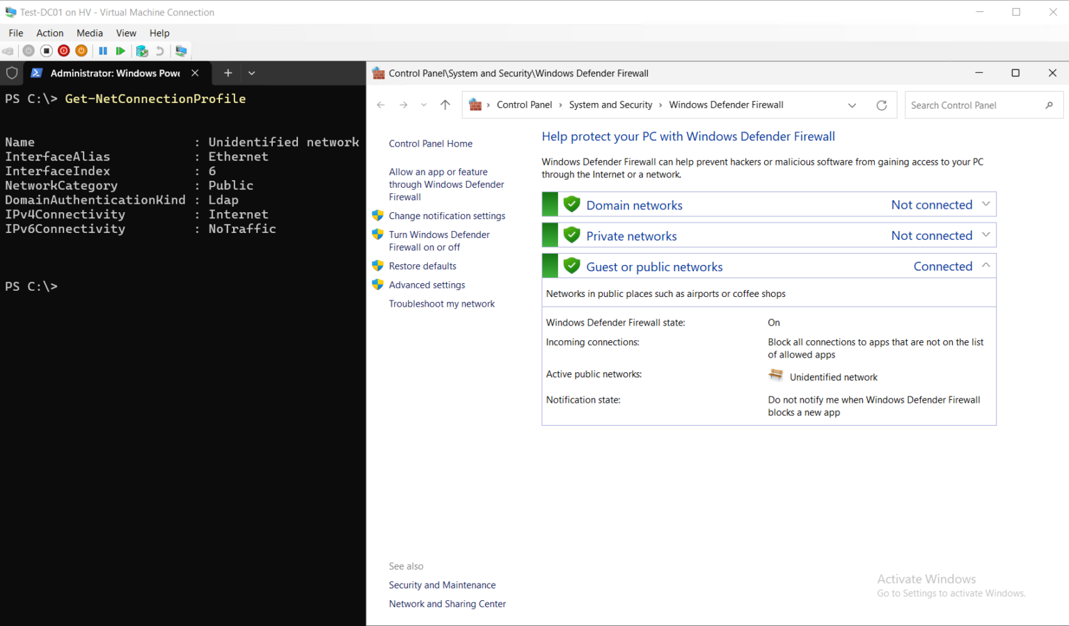 Unidentified Network / Public Firewall Profile bei Windows Server 2025 ...